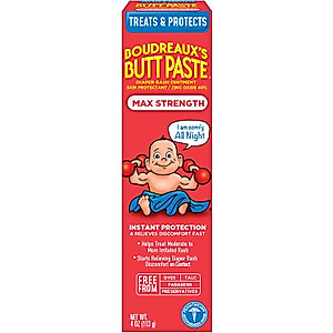 Boudreaux's Butt Paste Maximum Strength Diaper Rash Cream, Ointment for Baby, 4 oz Tube (Pack of 4)
