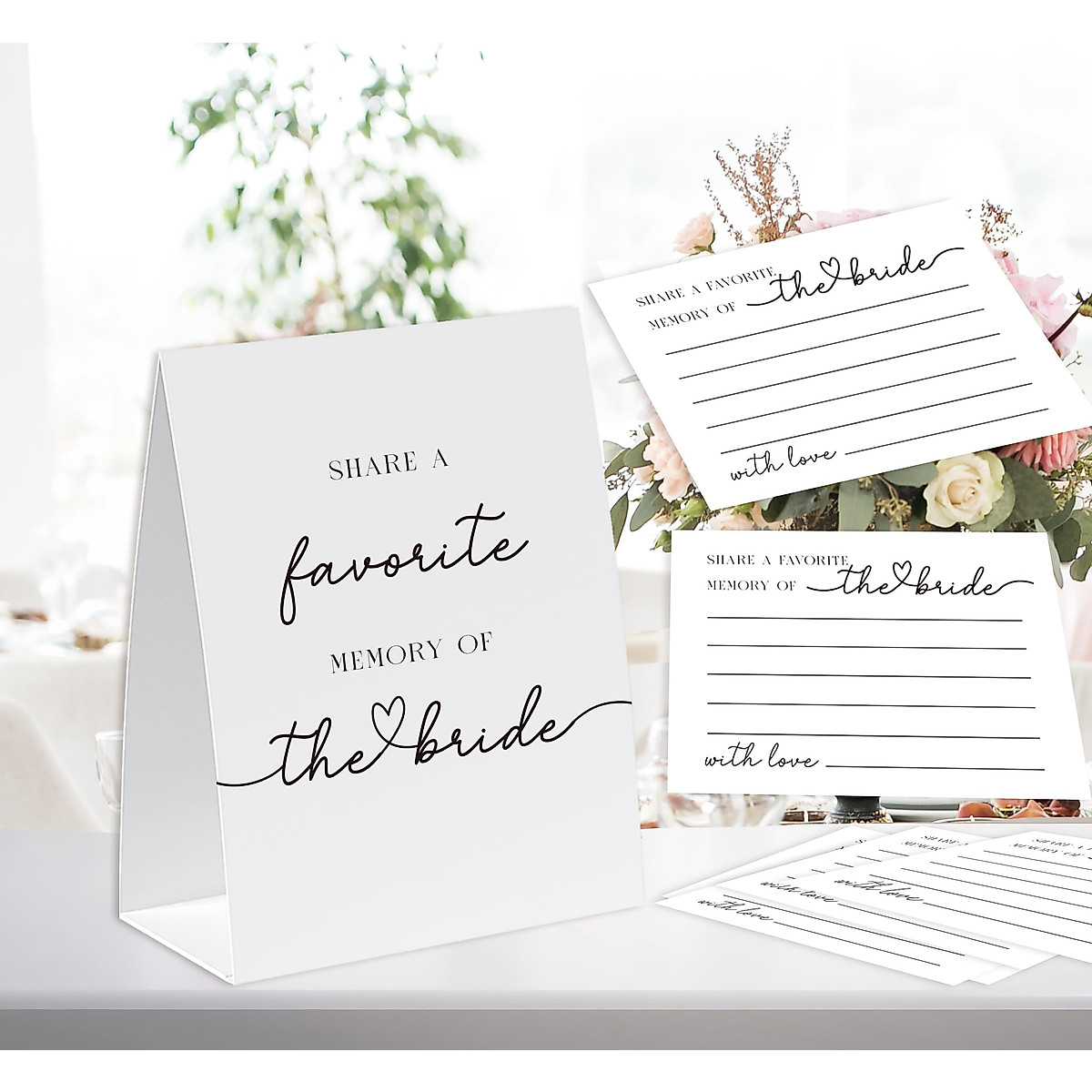 Xenseou Bridal Shower Share a Memory Sign and Card, Bridal Shower Sign, Hen Party Cards, Wedding Shower Game, Minimalist Share A Memory Cards for Bridal Shower-SAM06