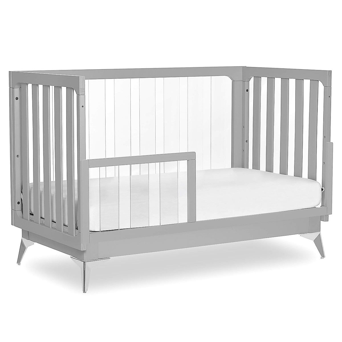 Evolur Acrylic Millennium 4 in 1 Convertible Crib Toddler Rail I Easily Coverts to Toddler Bed & I Acrylic Slats, Pebble Grey (702AC-PG)