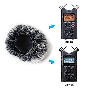 YOUSHARES DR40X Windscreen Muff for Tascam DR-40X DR-40 Portable Recorders, DR40 Mic Deadcat Windshield Windscreen Artificial Fur Wind Screen