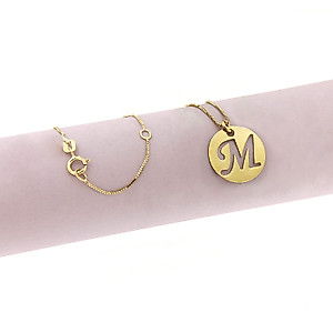 14k Gold Small Initial Medal Pendant Necklace for Girls Teen | Chain 16+2 inches | Jewelry from Italy