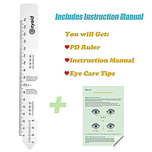 Ezyaid PD Ruler with Instruction Manual - Pupillary Distance Ruler for Pupil Distance Measuring, PD Measurement Tool for Prescription Eyeglasses, Include Eye Care Tips