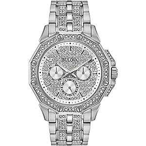 Bulova Men's Crystals Octava Stainless Steel 6-Hand Multi-Function Quartz Watch Style: 96C134
