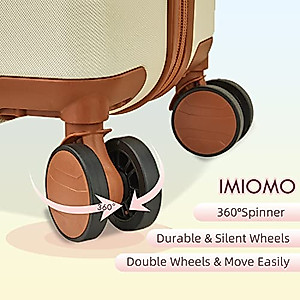 imiomo 24 IN Checked Luggage, Suitcase with Spinner Wheels, Hardside 3PCS Set Lightweight Rolling Travel Luggage with TSA Lock(24"/Beige)