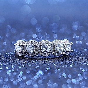 Hsitgexf Simple Round CZ Cubic Zirconia Half Eternity Ring Stacking Infinity Anniversary Wedding Band Sterling Silver Plated Size 6-10 (US size 7)