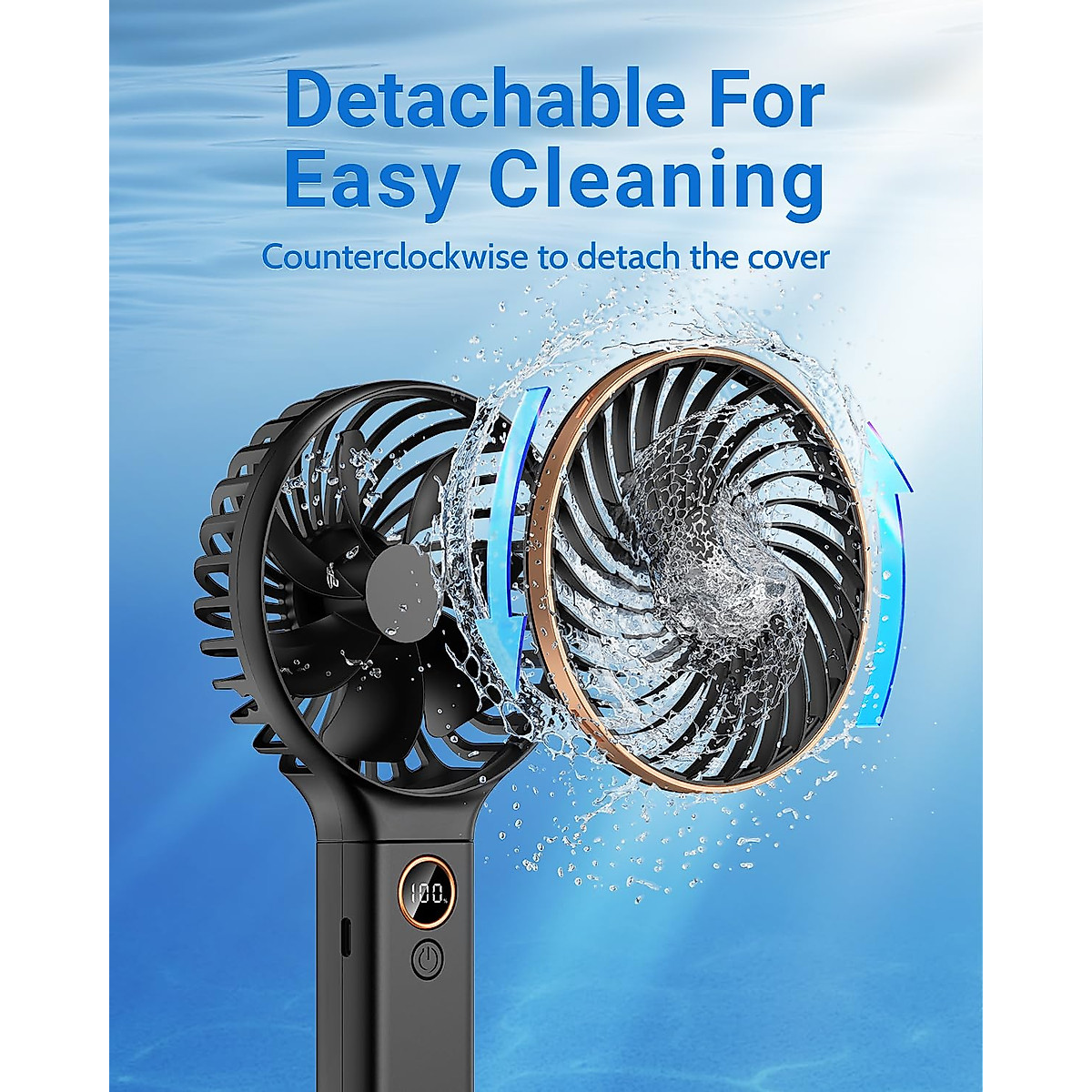 SWEETFULL Handheld Fan, Portable Fan, 5000mAh Rechargeable Battery, 6 Speed Wind, LED Display, Personal Mini Travel Fan with Backup Power, Hand Held Fan USB Foldable Electric Fan for Women Girl