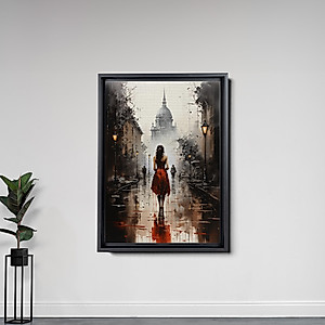 Framed Abstract city landscape Canvas Wall Art, Nature Prints Modern Home Artwork for Living Room, Nature Abstract city landscape Wall Art, Modern Living Room Decor, Abstract city landscape Wall Art