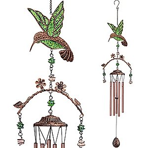 Wind Chimes - Hummingbird Wind Chimes for Outside Deep Tone 34 inches 5 Aluminum Tubes, Birthday Anniversary Hummingbird Gifts for Mom, Grandma, Daughter, Decoration for Home, Garden, Patio, Backyard