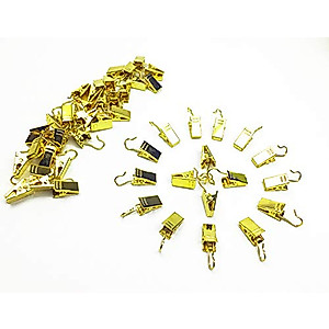Hyamass 50pcs Metal Hook Clips Hanging Curtain Clip Hanger Wire Holder Home Decoration, Photos, Art Craft Display (Light Gold)