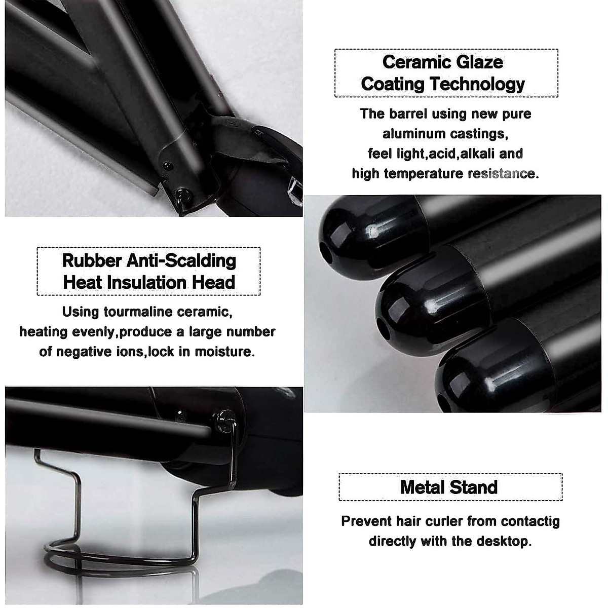 Coidak Hair Waver, 1 Inch 3 Barrel Curling Iron Wand 25mm Hair Crimper, Temperature Adjustable Heat Up Quickly Beach Wave Curling Iron Black