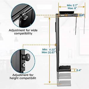 CPU Holder Under Desk Mount - Adjustable Wall PC Mount with 360° Swivel, Heavy Duty Computer Tower Holder Holds up to 22lbs by HUANUO