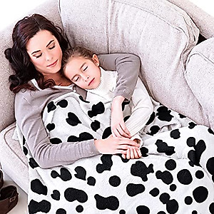 Cow Print Blanket Throws Flannel Fleece Soft Cozy Throw Blanket Fuzzy Warm Black White Cow Printed Blankets & Throws for Bedroom Living Room Sofa Couch 50"x60"