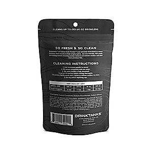 DrinkTanks 4 oz Tank Powder Bag 2-Pack (8 oz); All natural cleaner for stainless steel, plastic, silicone, growlers, & hydration packs; Biodegradable, residue free, & USA made