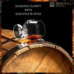 Hemswell Crystal Brandy Snifter Single Cognac Glass - Small Brandy Snifters for Brandy or Whiskey - Elegant and Exquisite Cognac Balloon Glass Crystal 8.5oz - Glenrigg Design