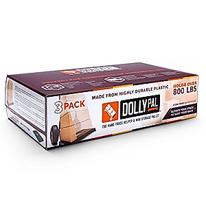 Dolly Pal Hand Truck Helper and Mini Storage Pallet 18" x 10" x 1.5" (3-Pack Box)