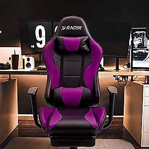 Homall Gaming Chair Computer Office Chair Ergonomic Desk Chair with Footrest Racing Executive Swivel Chair Adjustable Rolling Task Chair (Purple)