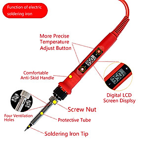 Electronics Soldering Iron Kit, 80W LCD Digital Soldering Gun with Adjustable Temperature Controlled and Fast Heating Ceramic Thermostatic Design, 24pcs Solder Kit Welding Tool