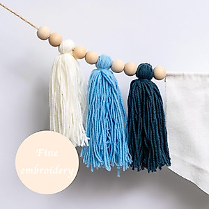 Boy Blue Yarn Tassel Garland 1st Birthday High Chair Banner - Navy Blue Birthday Decor, Cake Smash Photo Prop, Background Photo Prop, Baby Nursery Decor (Blue 1 Tassel)