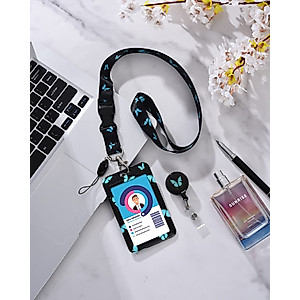 BGHSE Personalized Vertical ID Badge Holder with Lanyard - Fashionable ID Card Holders with Detachable Neck Lanyards - Soft Fiber,Metal Clip,Sturdy Buckle for Key,Wallet