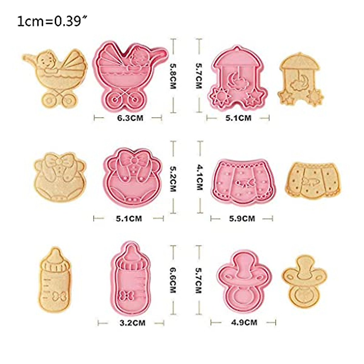 Cookie Cutter Plastic Baby Stroller Feeding Bottle Clothes Shape DIY Cookie Cutter Biscuit Mould Baking Decorating Tools Cookie Stamp Stamper Embosser For Baking Happy Birthday Baby Shower Designs Set