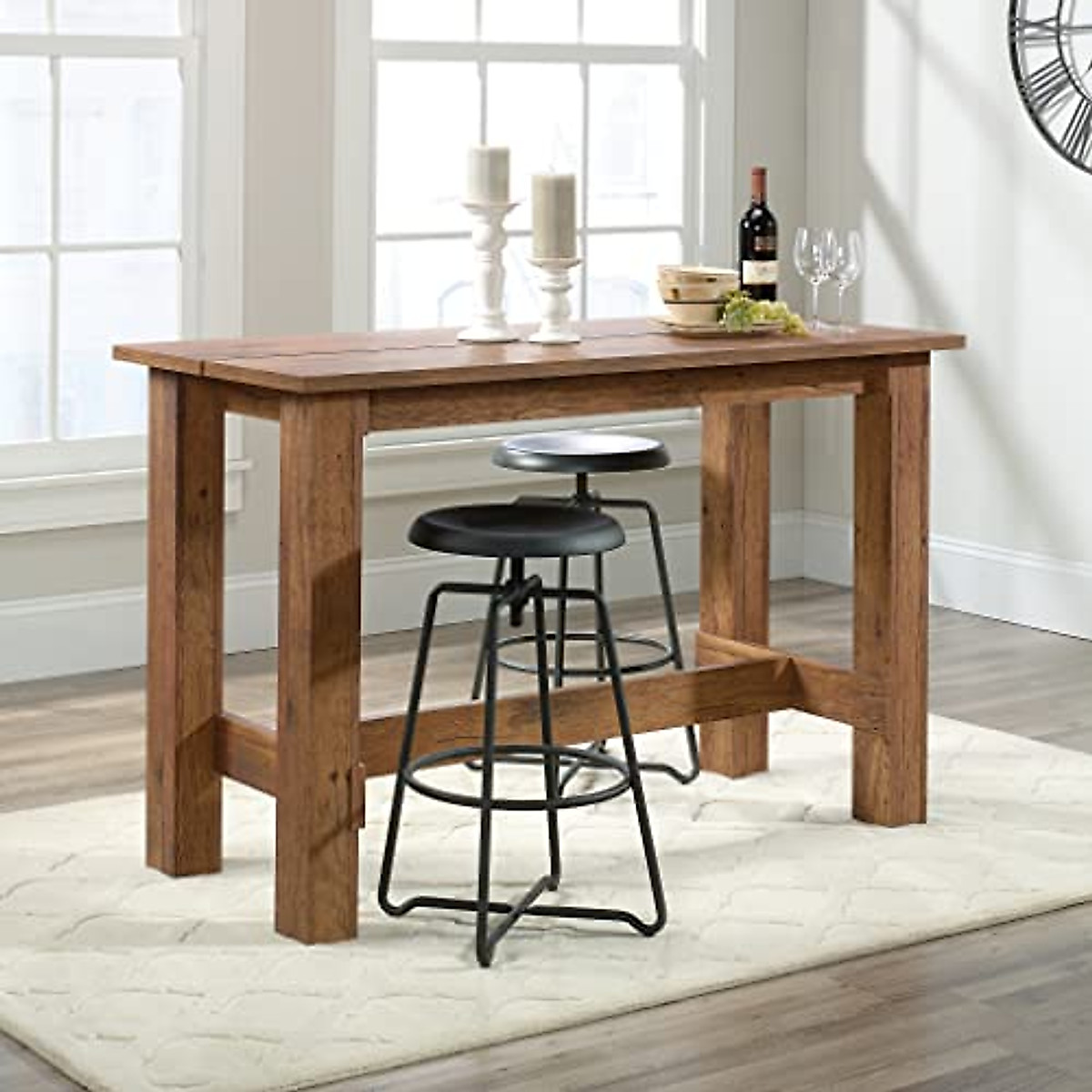 Sauder Boone Mountain Counter Height Dining Table, L: 25.59" x W: 55.12" x H: 35.39", Vintage Oak Finish