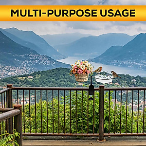 Bird Feeders for Outdoors - Forest & Twelfth Platform Bird Feeder Stand, Weather Proof Bird Water Feeder for Balcony Railing, 360° Rotation Standing Bird Feeder with Seed & Water Trays and Feed Scoop