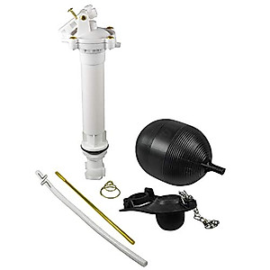 Danco 80816 Complete Toilet Repair Kit Fill Valve, Flapper, Rod, Float Replacement, White
