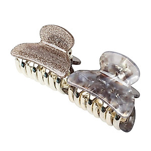 1.57 inch Floral Printed Medium Acrylic Hair Claw Clips for Girls and Women,Plastic No-Slip Grip Jaw Hair Clip Hair Jaw Clamp,Pack of 12 (Color E)