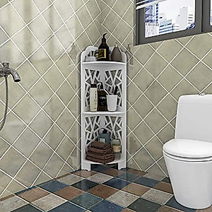 Volowoo Corner Shelf,3-Tier Corner Ladder Shelf for Living Room,Corner Shower Shelf Waterproof for Bathroom Storage,Shower Caddy for Small Bathroom,Multipurpose Corner Shelving for Small Spaces,White