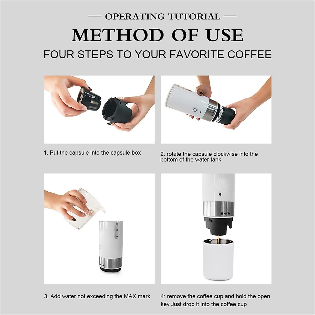 GaRcan Coffee Maker Coffee Pot Portable Coffee Machine Car/Outdoor Coffee Maker USB Electric Handheld Espresso Capsule Coffee Power Tea Cup Bottle Home Travel
