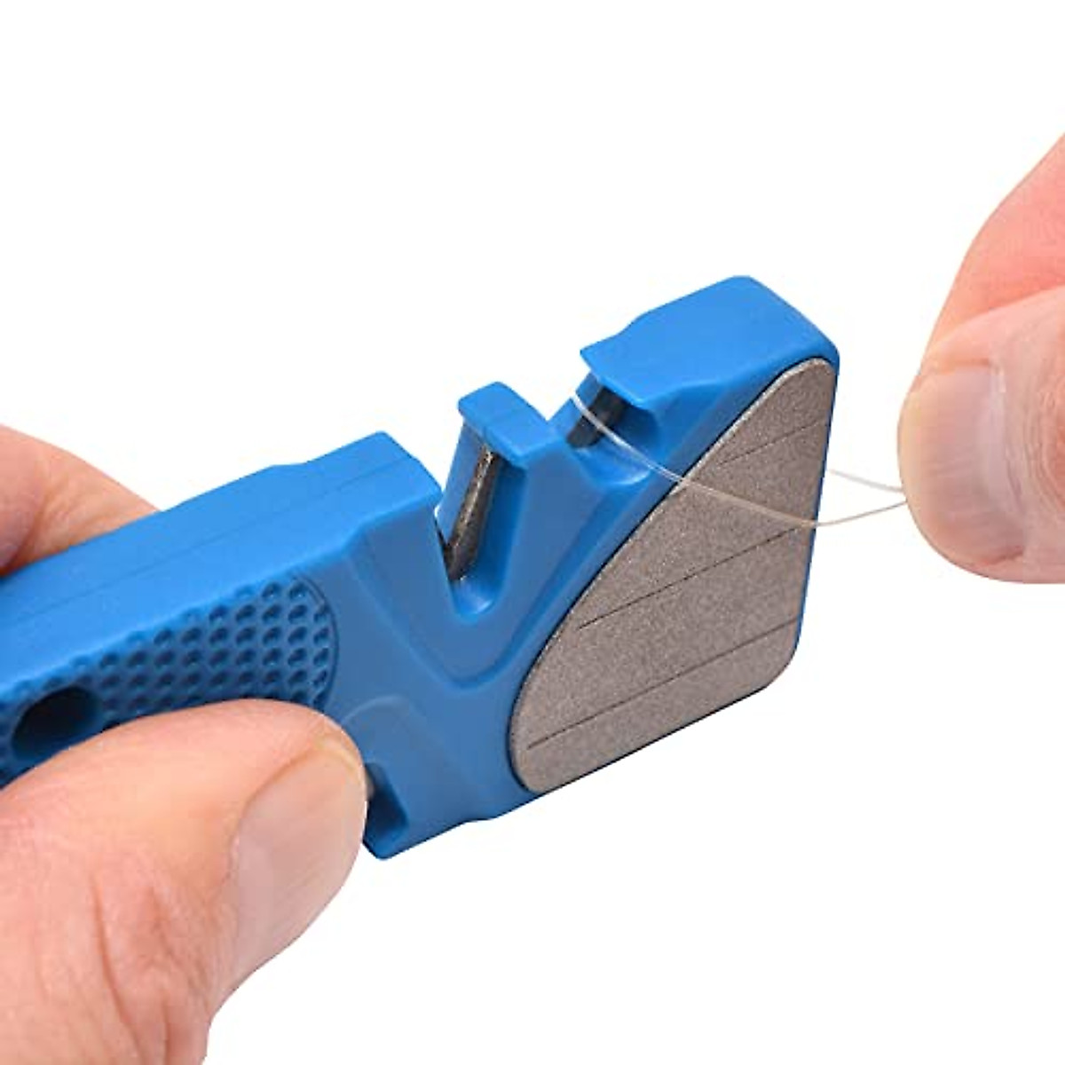 CUDA Diamond Pocket Sharpener #23062 | Compact Portable Sharpener with Integrated Line Cutter, Bottle Opener, & Hook Sharpening Grooves
