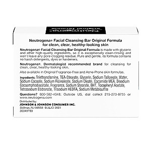 Neutrogena Original Gentle Facial Cleansing Bar with Glycerin, Pure & Transparent Face Wash Bar Soap, Free of Harsh Detergents, Dyes & Hardeners, 3.5 oz (Pack of 6)