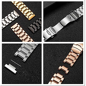 Stainless Steel Watch Band Metal Quick Release Watch Strap for Men Women Replacement Wristband General Adjustable Solid Metal Straight End Bracelet 18mm 19mm 20mm 21mm 22mm 23mm 24mm 25mm (19mm,Rose Gold)