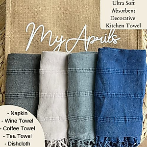MyAprils Turkish Towels for Bathroom - Decorative Hand Towel, 100% Cotton Stone Washed, Turkish Kitchen Towels with Fringe, Farmhouse Bathroom Decor Hand Face Towel 20 x 39 - Stone Beige
