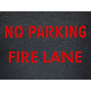 APS 4" FIRE LANE NO PARKING Stencil for Parking Lot | Parking Lot Stencils for Painting | Reusable No Parking Fire Lane Pavement Stencils for Parking Lot Markings | Made in USA w/Recycled Cardboard