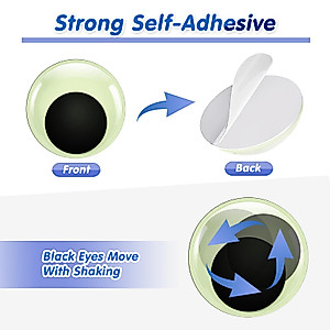 TOAOB 8pcs Glow in The Dark Wiggle Googly Eyes Self Adhesive Luminous Googly Eyes 50mm Plastic Sticker Eyes for DIY Crafts Scrapbooking Decoration