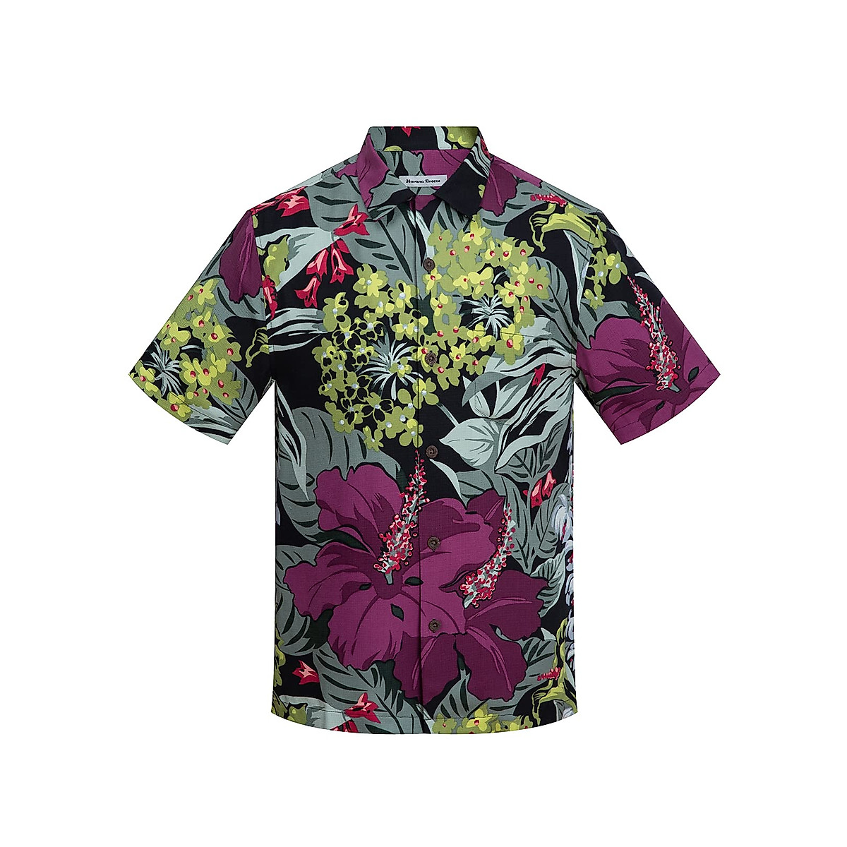 Havana Breeze Men's Hawaiian Button Shirts Breathable & Luxurious Silk Blend Short Sleeve Blouse for Vacation Safflower XXL