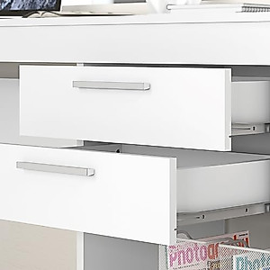 Techni Mobili Computer Home Office or Bedroom Storage & Drawers Ideal for Small Spaces Writing Desk, 47.6" W x 16.1" D x 30.3, White
