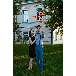 Alizeal Suspender and Bow Tie for Men X Shape Elastic Adjustable Braces, Royal Blue