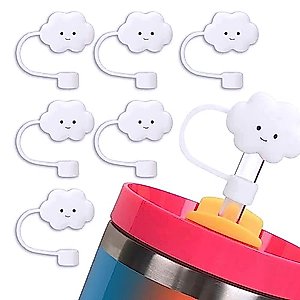 6Pcs Cloud Straw Covers Cap for Stanley Cup,Compatible with Stanley Cup 30&40 oz with Handle,Reusable Silicone Straw Tip Topper for Stanley Accessories,Soft Protector Cover for 0.4 inch/10mm Straws