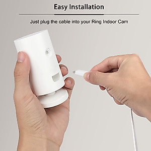 ALERTCAM Power Adapter for Ring Indoor Cam and All-New Ring Indoor Cam (2nd Gen), with 25Ft/7.5m Flat Charging Cable Continuously Charge Your Camera (NOT Compatible with Ring Stick Up Cam)