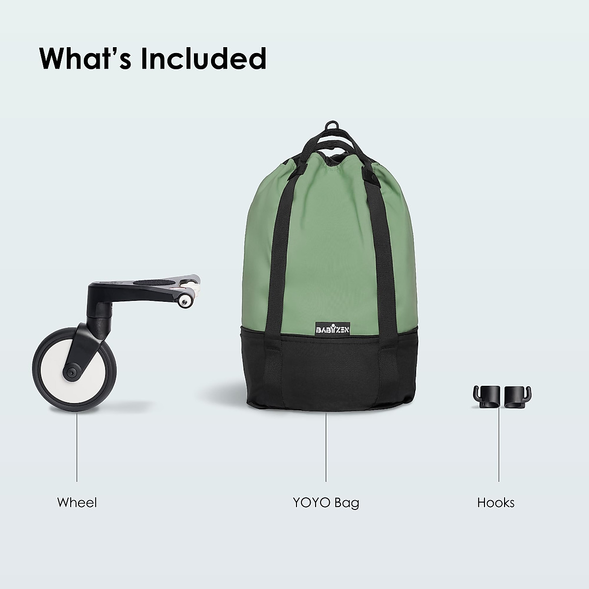 BABYZEN YOYO Bag, Peppermint - Provides Additional, Sturdy Storage on The YOYO2 Stroller - Includes Wheel Base & Hooks