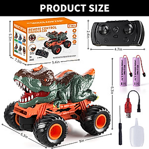 Bennol Remote Control Dinosaur Car Trucks Toys for Kids Boys 3-5 4-7 8-12, 2.4GHz RC Dino Car Toys Gifts for 3 4 5 6 Year Old Boys Kids, Indoor Outdoor RC Car Dinosaur Toys for Kids 3-5 4-7 5-7 8-12