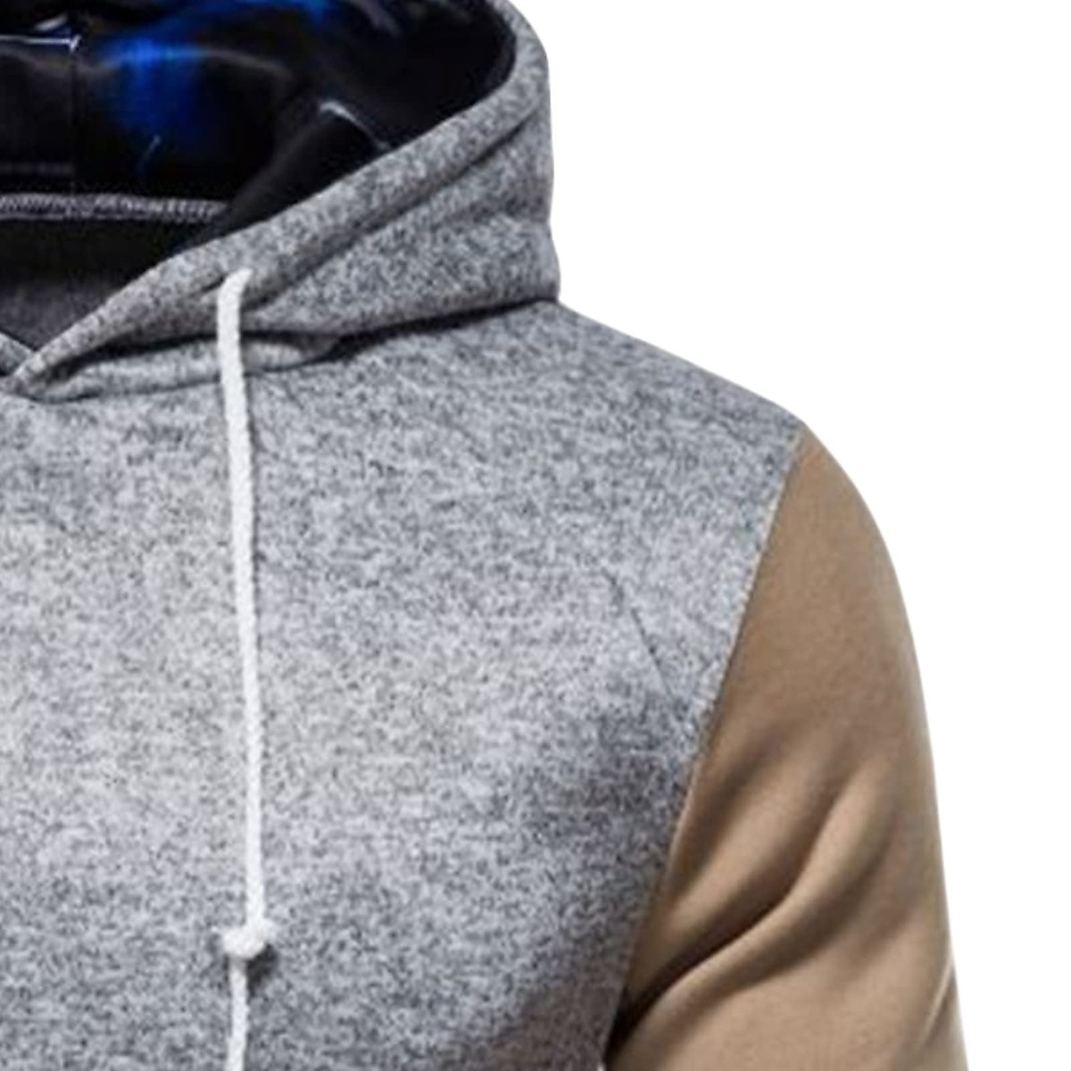 Maiyifu-GJ Men Casual Colorblock Pullover Hoodies Long Sleeve Patchwork Drawstring Hoodie Casual Slim Fit Hooded Sweatshirt (Light Grey,3X-Large)