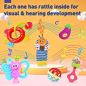 AZEN 20PCS Baby Toys 6 to 12 Months, Teething Toys for Babies 0-6 Months, Baby Toys 0-3 3-6 Months, Newborn Infant Toys 0-6 Months, Baby Rattles 0-6 Months