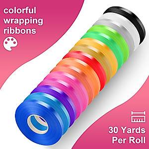 vivinin 27 Roll Curling Ribbon, 3/16 Inch x 32.8 Yard Balloon String, 15 Colors Ribbons for Crafts, Balloon String Ribbon for Party, Festival, Florist Flower