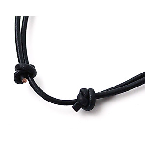 LynnAround Sturdy Beach Choker Surf Necklace Adjustable Genuine 2mm, 3mm Round Brown/Black Leather Cord 16-32" (Black3mm)