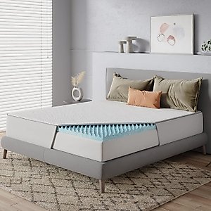 Sweetnight Queen Size 2 Inch Cooling Gel Memory Foam Mattress Topper, Waterproof, White