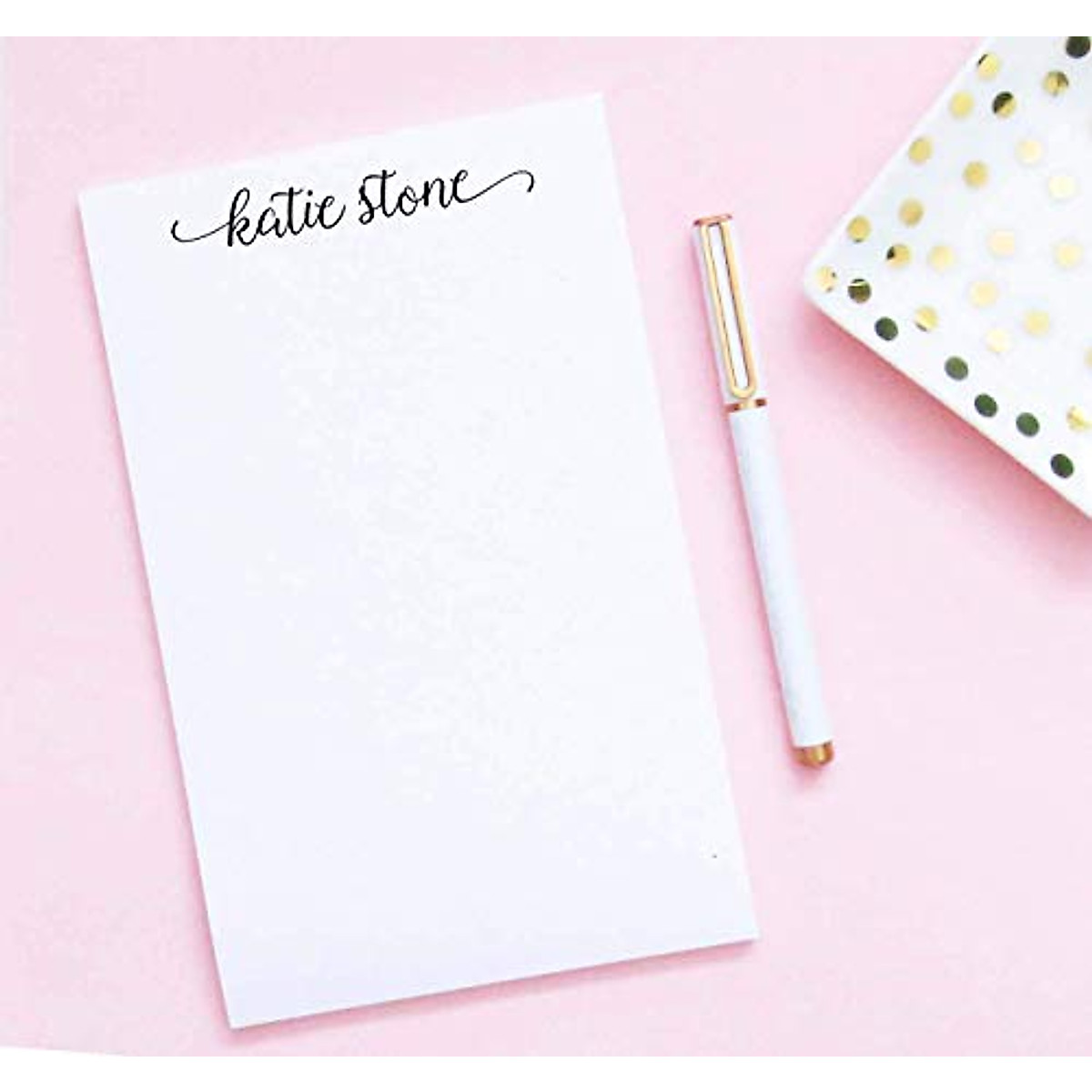 Script Personalized Notepads for Women, Casual Script Personalized Stationery for Women, Letter writing Stationary Paper, Personalized Notepads with Name, size 5.5in x 8.5in, 50 sheets