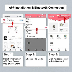 Memoking T02 Pocket Thermal Bluetooth Printer with Green Rabbit Shape Protective Case, Compatible with iOS & Android